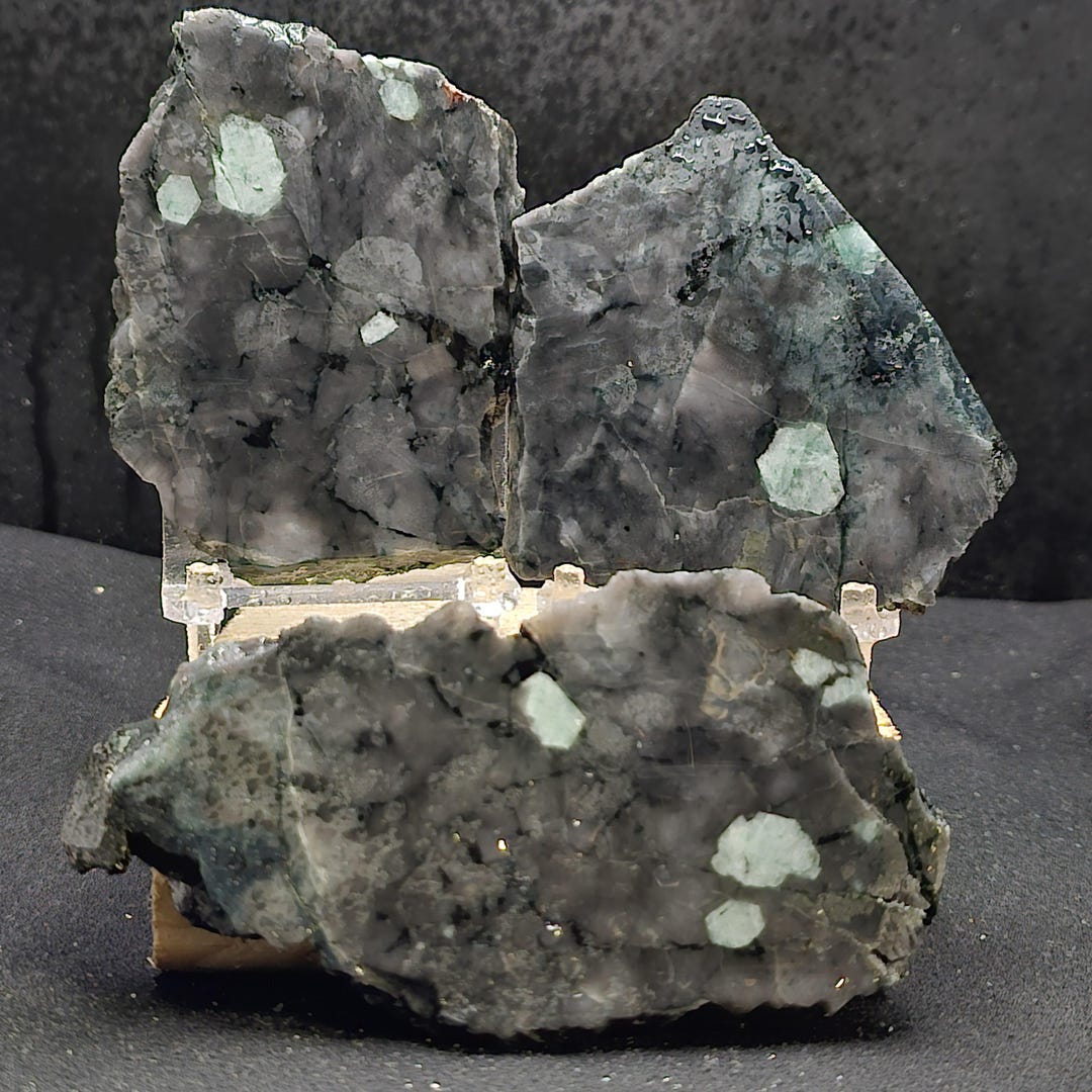 Emerald in Matrix From South America, Three Lapidary Slab, Natural ...
