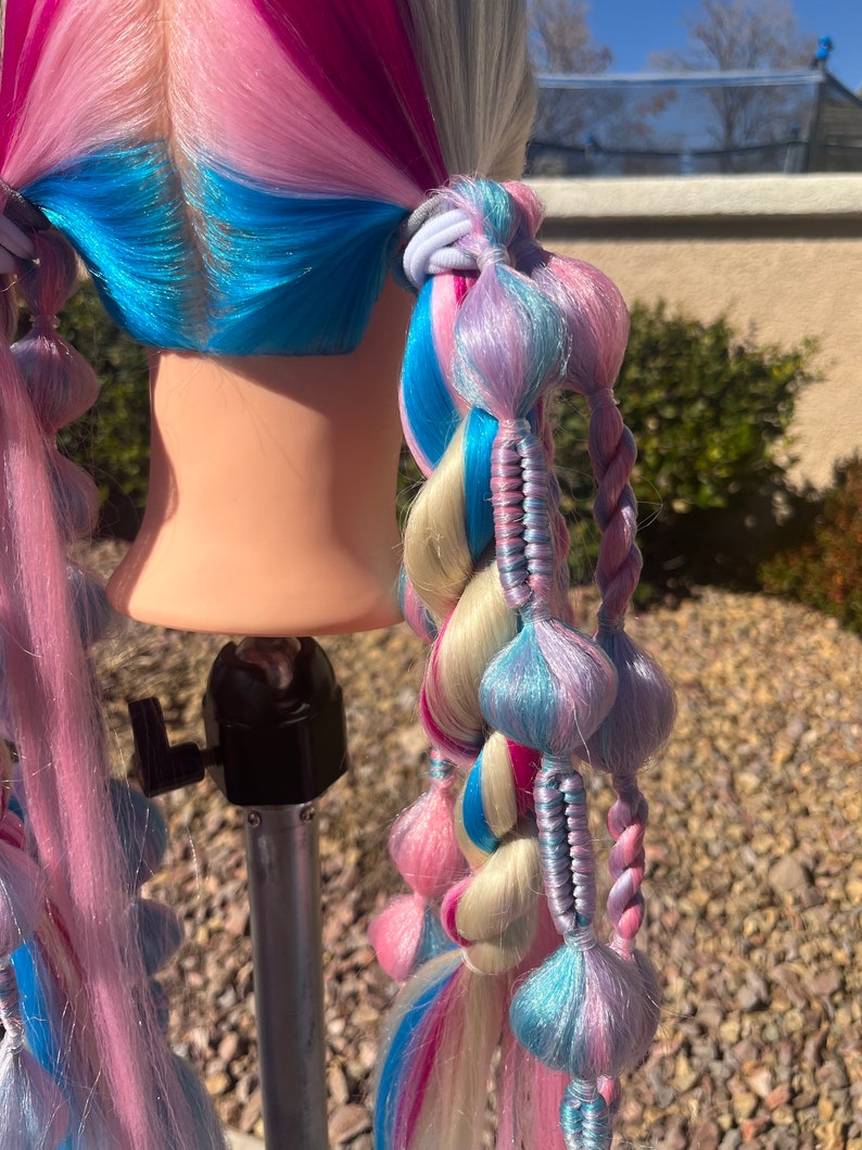 COTTON CANDY SUNSET Reuasable Rave Braids With Tinsel - Etsy