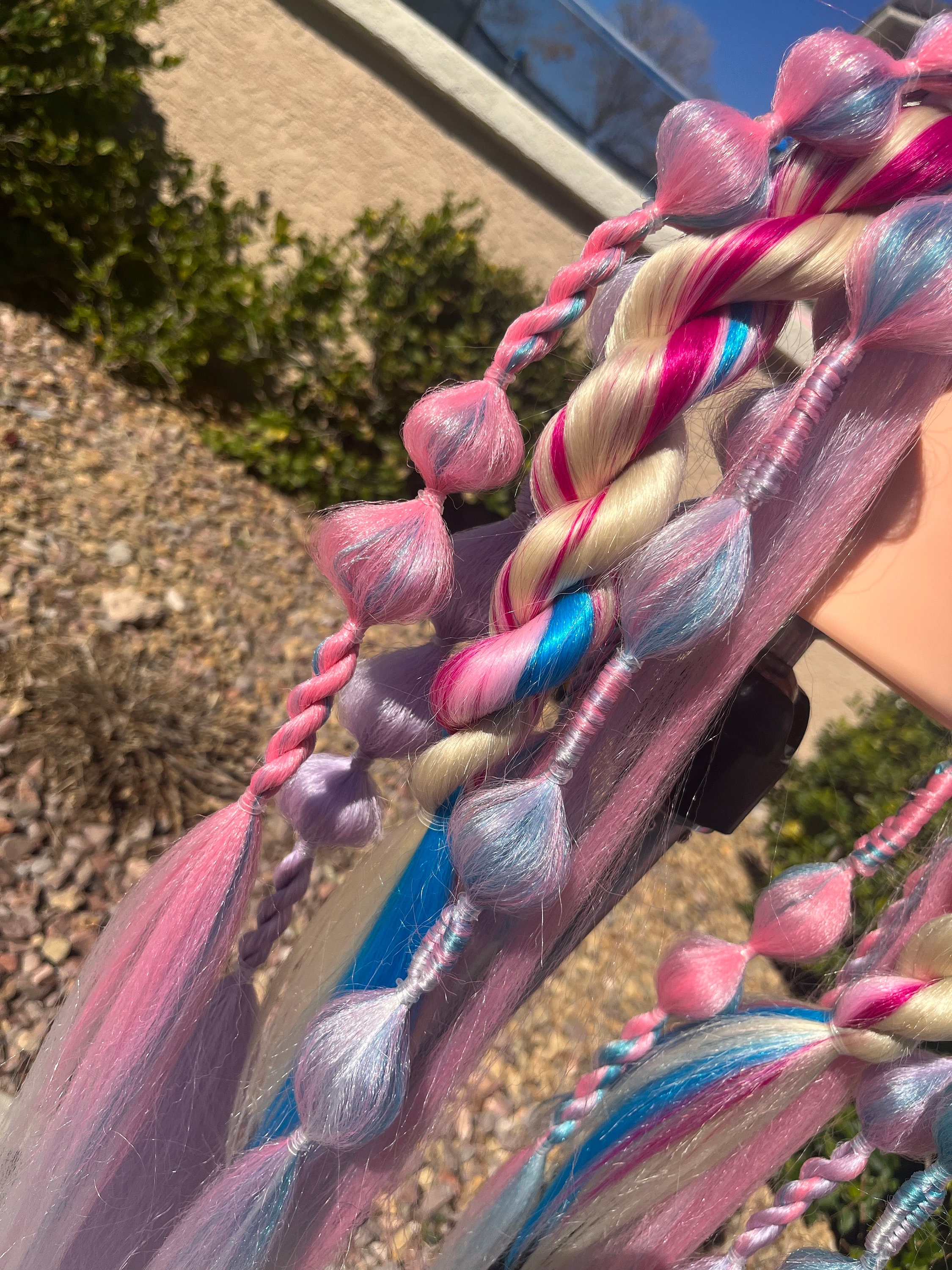 COTTON CANDY SUNSET Reuasable Rave Braids With Tinsel - Etsy
