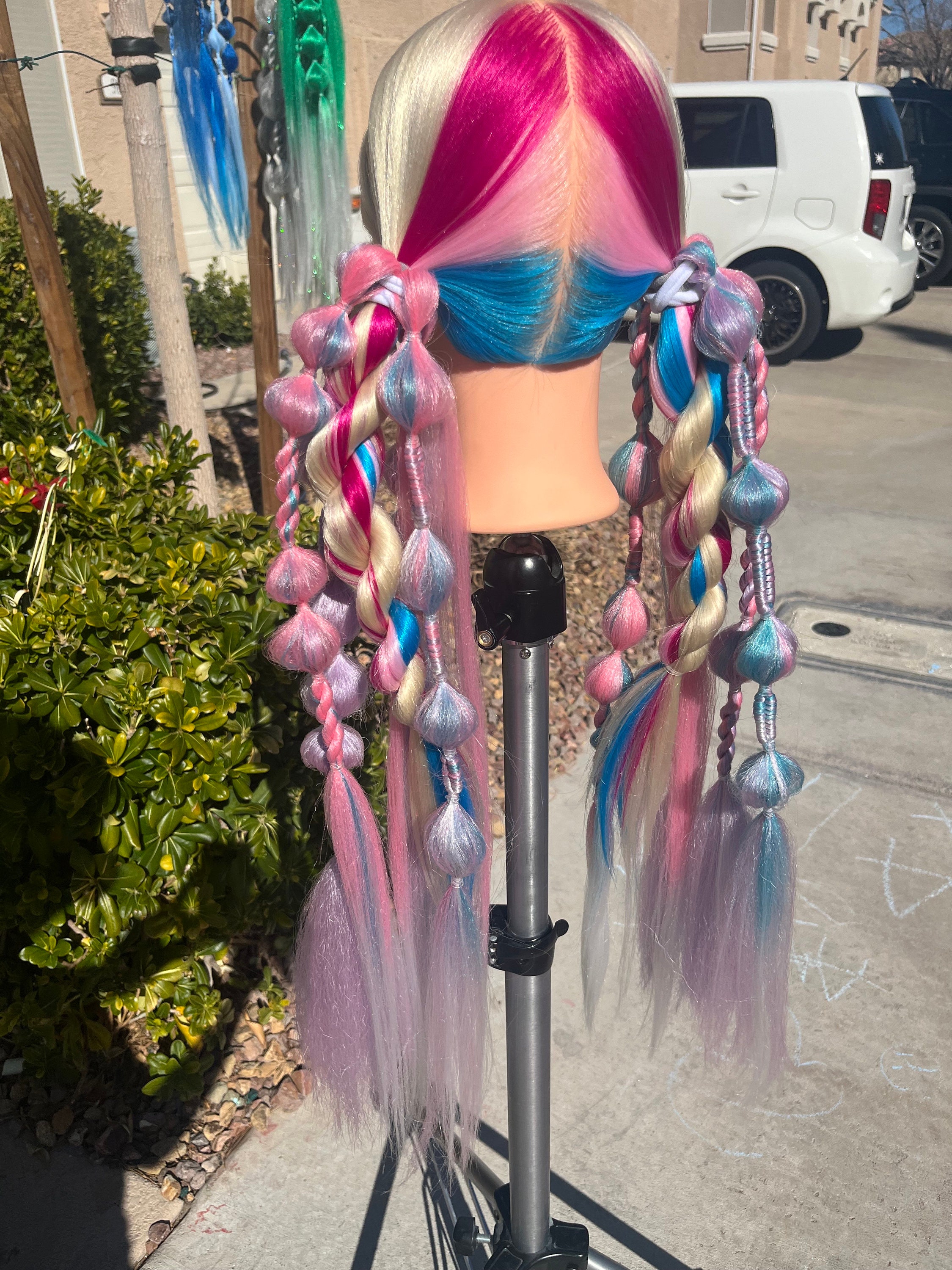 COTTON CANDY SUNSET Reuasable Rave Braids With Tinsel - Etsy