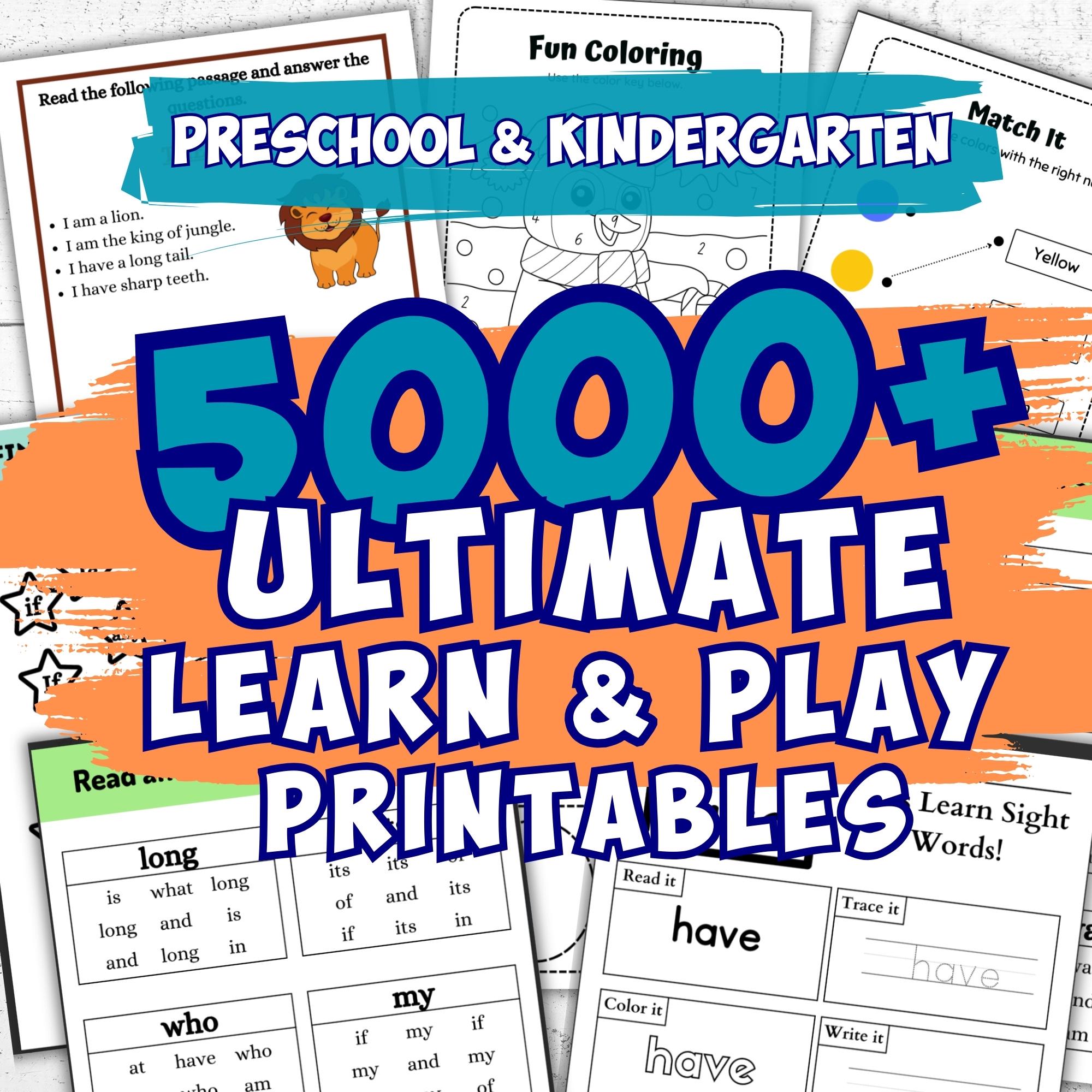 Ultimate 5000+ Preschool+ Kindergarten Learning & Play Printable ...