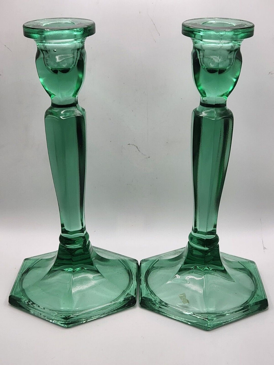 Set of 2 Vintage Fenton Sea Mist Green Glass Candlesticks 8.5 Tall - Etsy