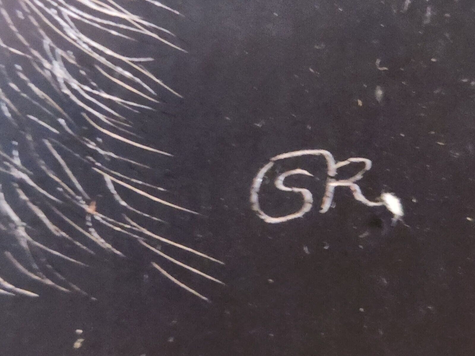 Adorable Vintage Scratchboard Art Lion Tiger Cub With Pacifier Framed ...