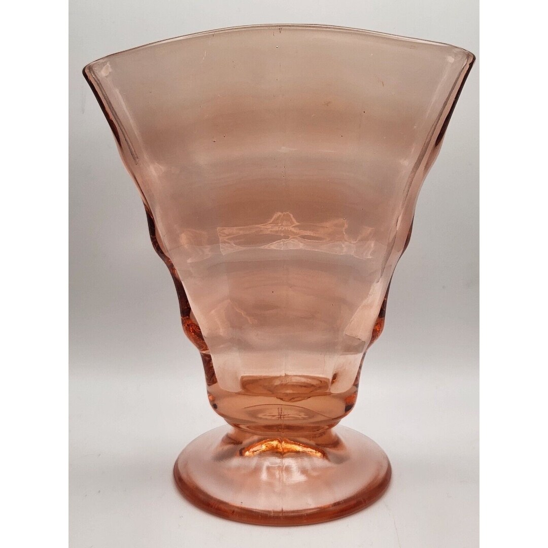 Vintage Paden City Glass Co Party Line Pink Depression Glass Fan Vase ...