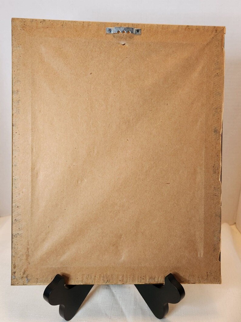 Adorable Vintage Scratchboard Art Lion Tiger Cub With Pacifier Framed ...