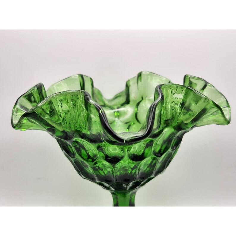 Vintage Fenton Green Ruffled Pedestal Candy Compote Dish - Etsy