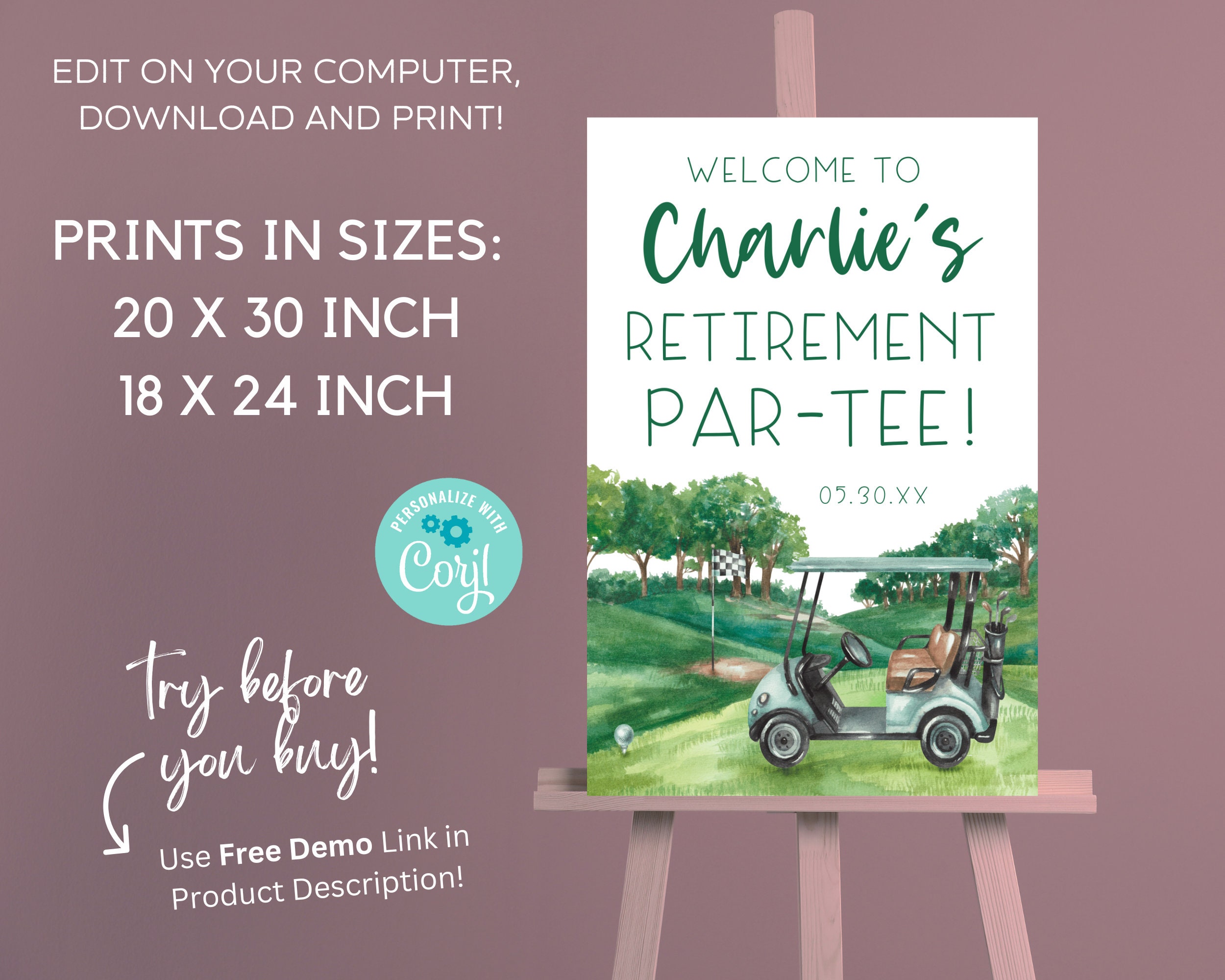 Golf Par-tee Retirement Sign Golf Theme Retirement Party Sign ...