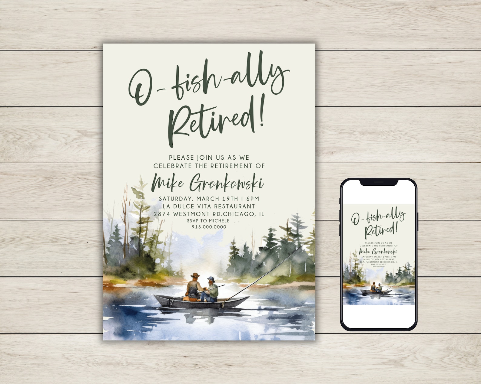 Fishing Retirement Invitation Printable Template, Fishing Themed ...