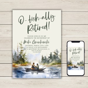 Fishing Retirement Invitation Printable Template, Fishing Themed ...