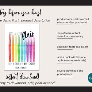 Teacher Appreciation Flair Pens Printable Gift Tag Printable Flair Pens ...