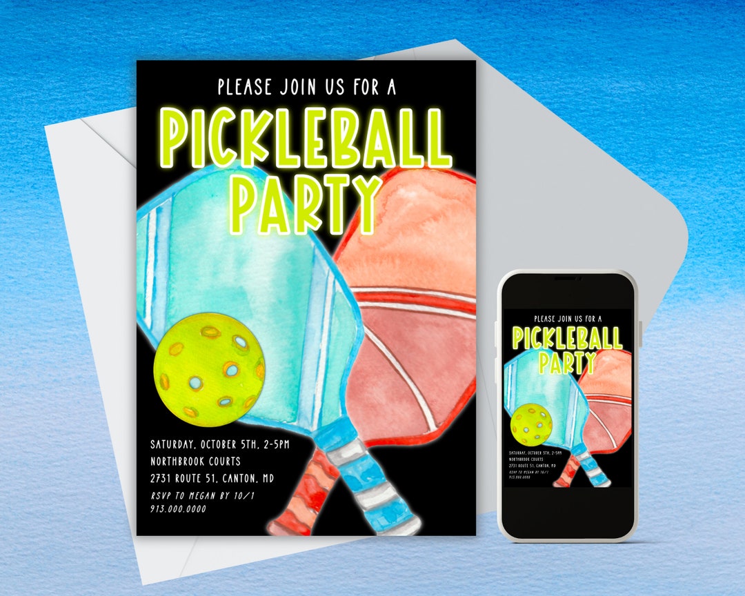 Printable Pickleball Party Invitation Template Textable Corjl - Etsy