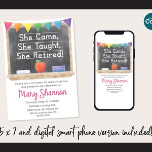 Teacher Retirement Party Invite Printable Template, Primary Teacher ...