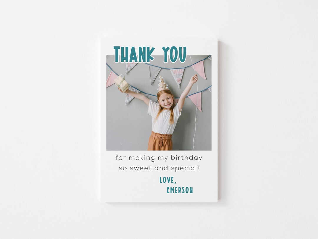 Photo Thank You Card Textable Printable Template Birthday Thank You ...