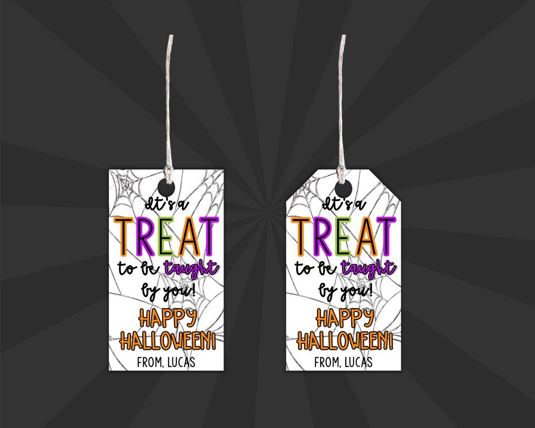 Halloween Teacher Gift Tag Template, Editable Teacher Halloween Gift ...