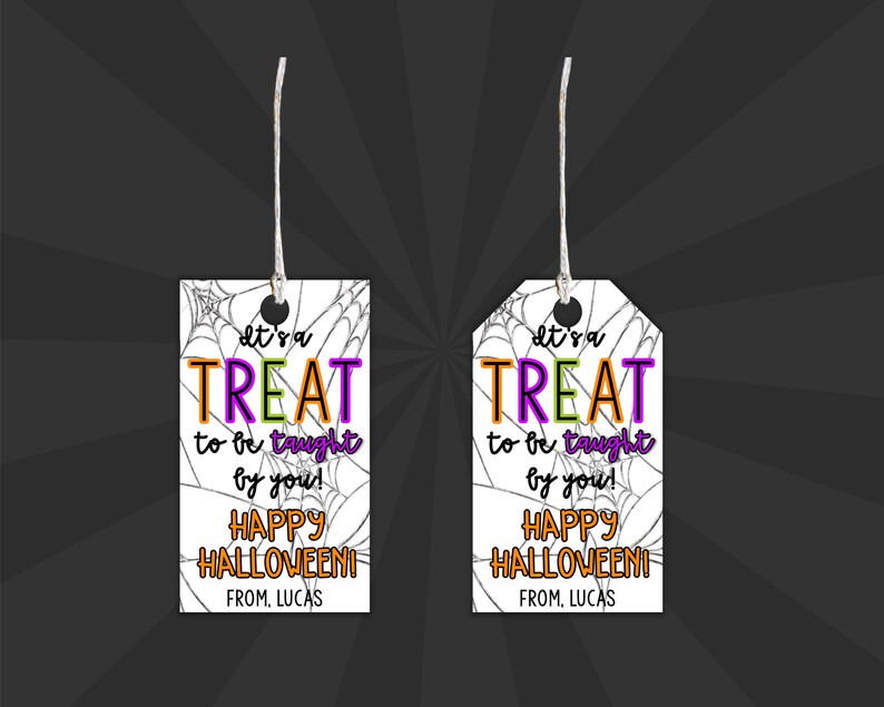 Halloween Teacher Gift Tag Template, Editable Teacher Halloween Gift ...