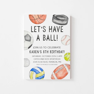 Sports Balls Birthday Party Invitation Sports Birthday Invite Printable ...