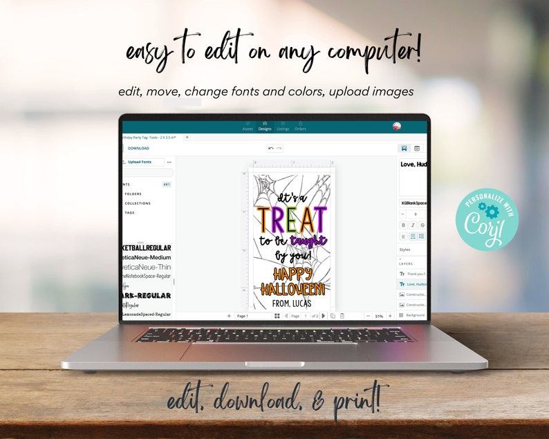 Halloween Teacher Gift Tag Template, Editable Teacher Halloween Gift ...