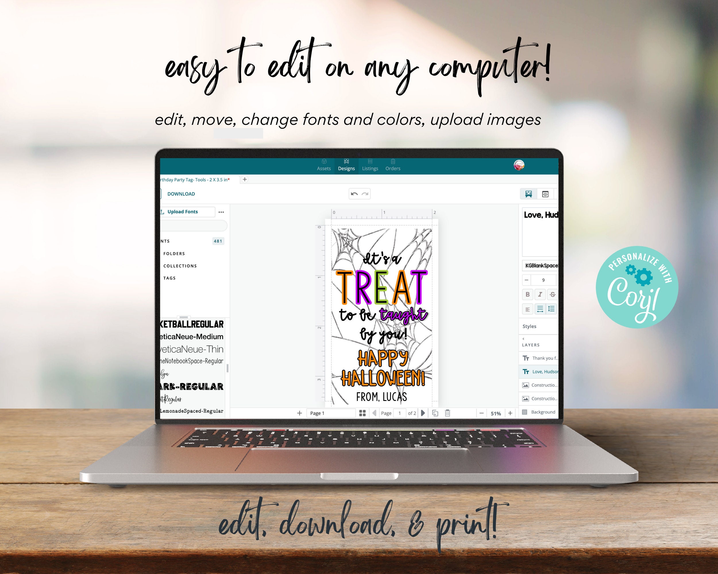 Halloween Teacher Gift Tag Template, Editable Teacher Halloween Gift ...