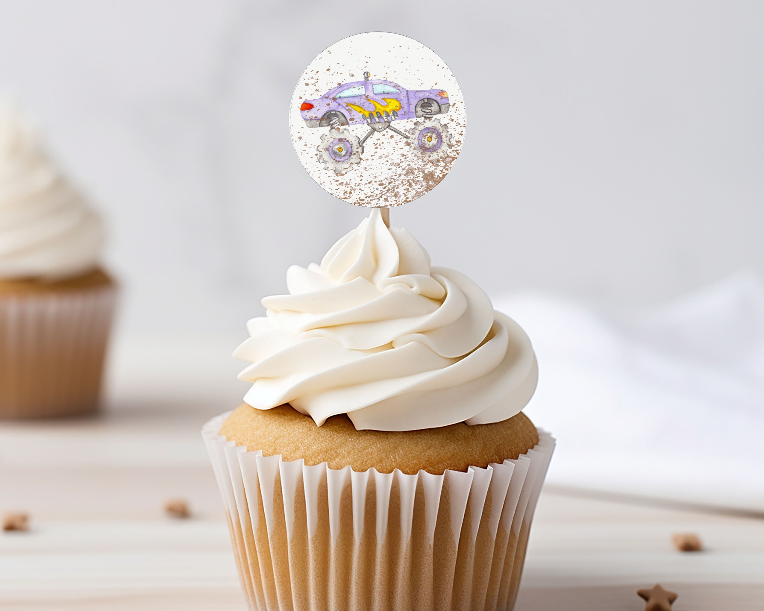 Monster Truck Cupcake Toppers Monster Truck Birthday Printable Cupcake ...