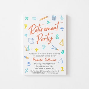 Math Teacher Retirement Invitation Template, Printable Digital Math ...