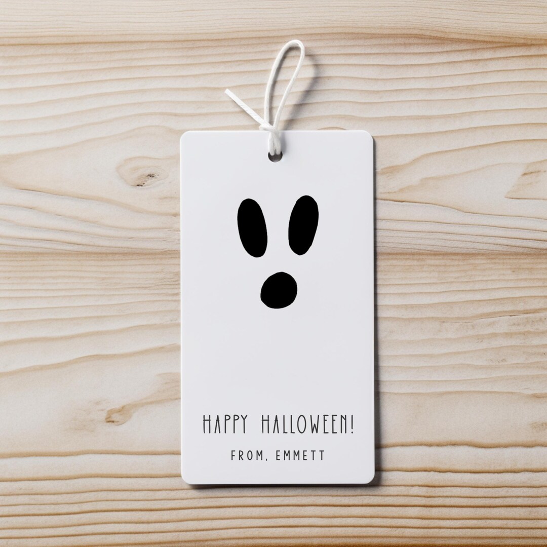 Halloween Ghost Gift Tag Template, Editable Minimalist Halloween Gift ...
