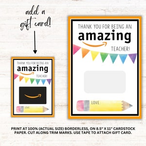 Teacher Appreciation Amazon Gift Card Teacher Gift Card Template Amazon ...