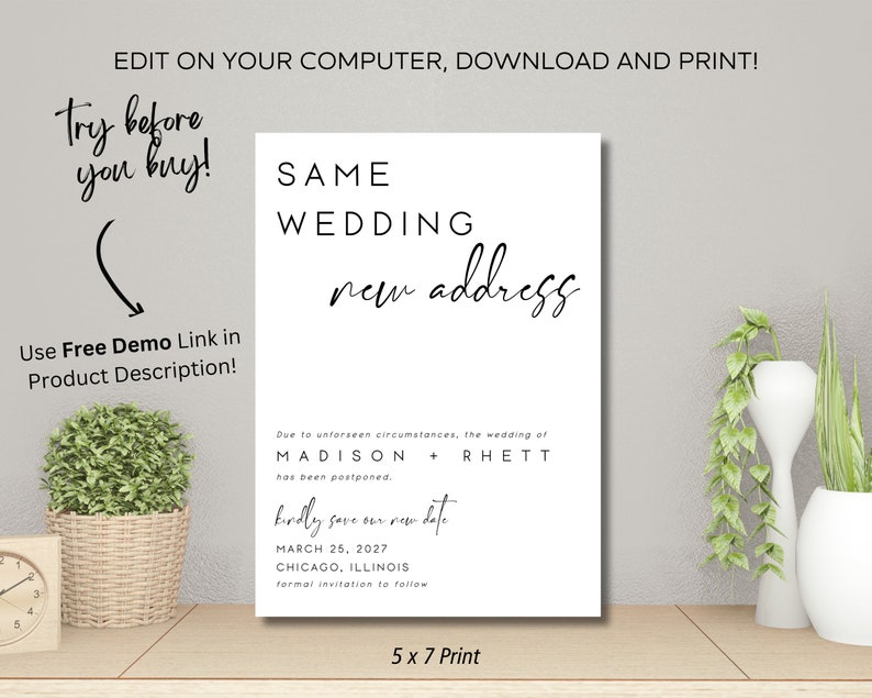 Change the Wedding Address Printable Template Corjl Instant - Etsy