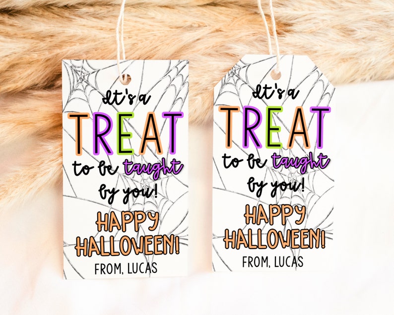 Halloween Teacher Gift Tag Template, Editable Teacher Halloween Gift ...