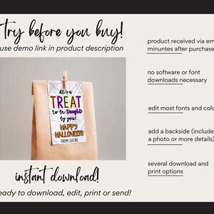 Halloween Teacher Gift Tag Template, Printable Teacher Halloween Gift ...