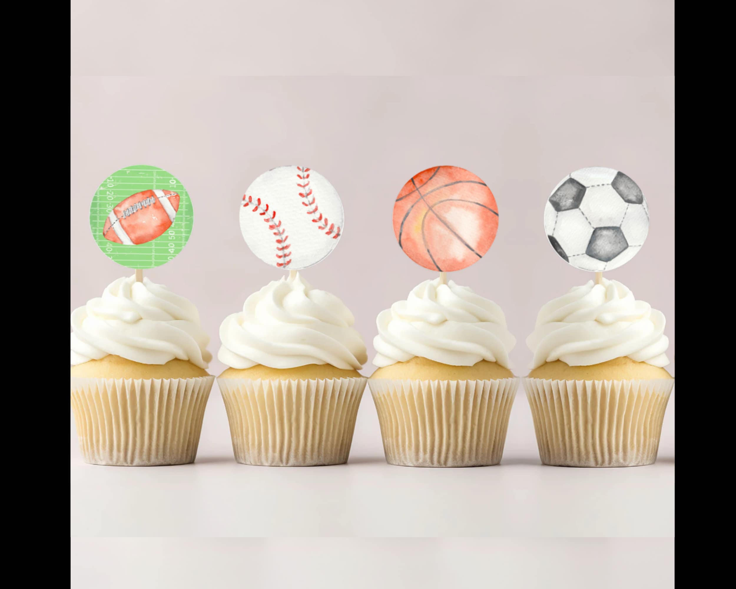 Sports Balls Cupcake Toppers Sports Theme Birthday Party Printable ...
