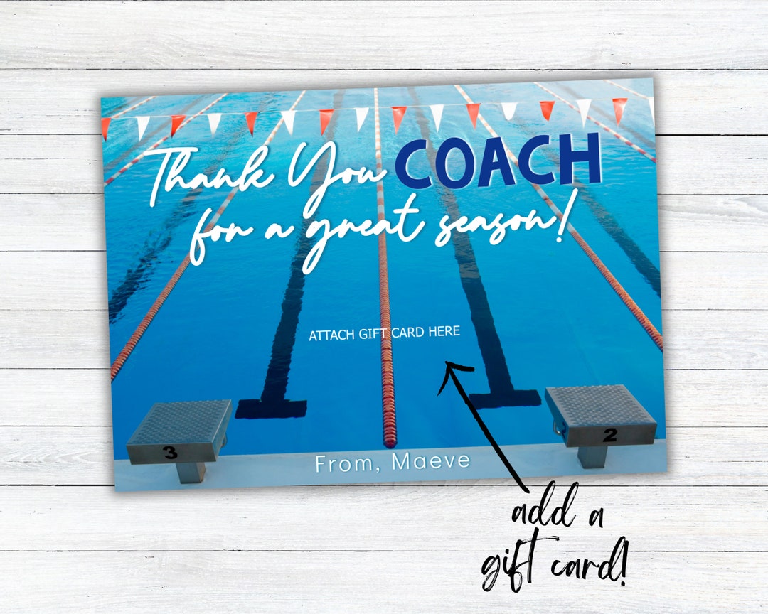 End of Season Swimming Coach Thank You Gift Printable Template Thank ...