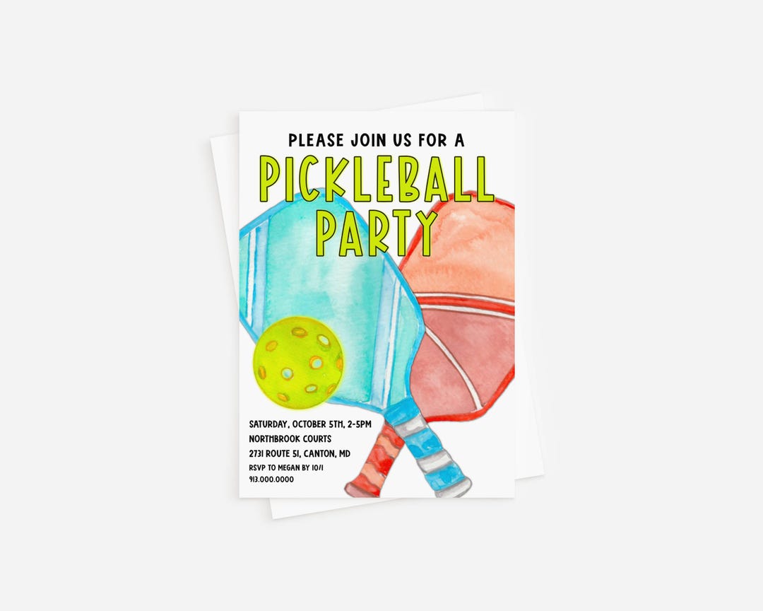 Pickleball Party Invitation Printable Template Pickleball Party Invite ...