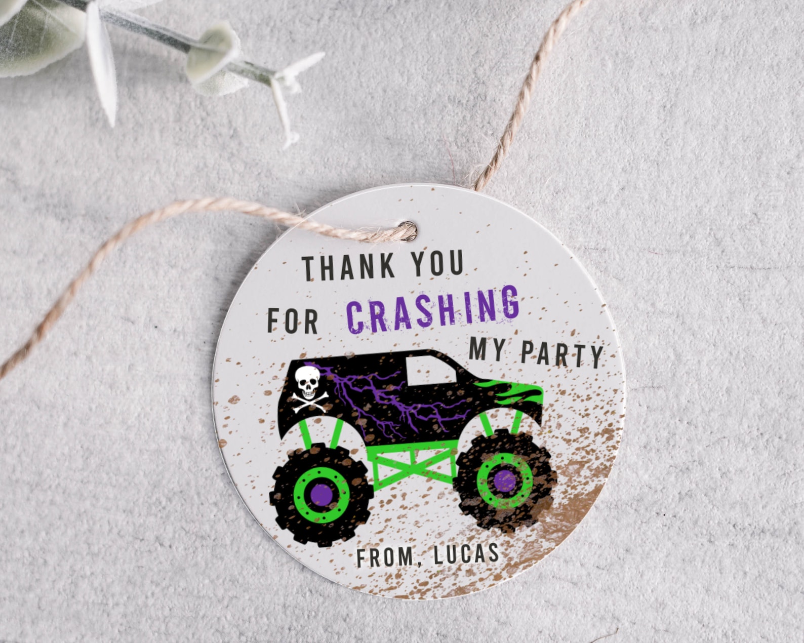 Monster Truck Grave Digger Hang Tag Birthday Party Thank You Party ...