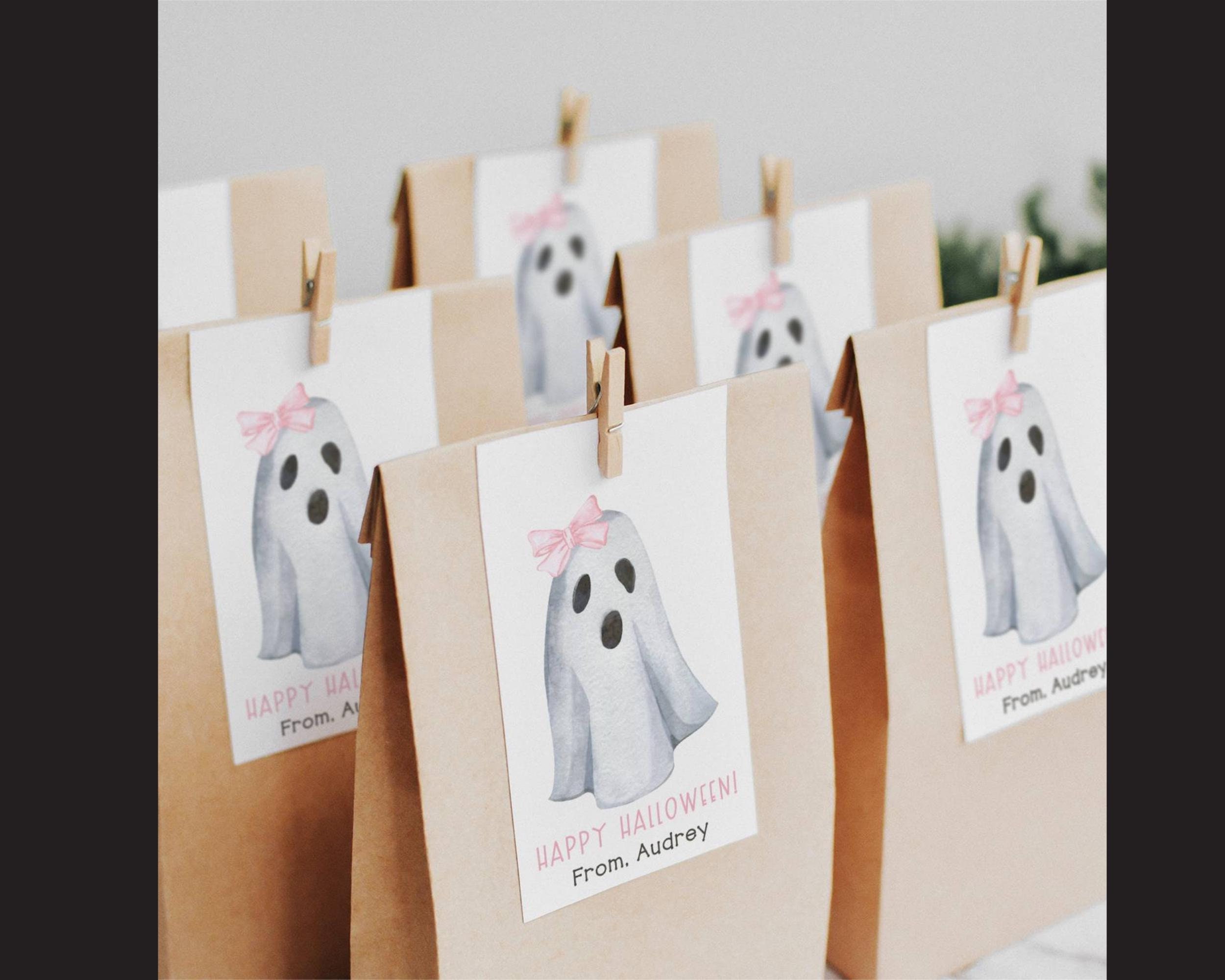 Halloween Treat Hang Tag Template Girl Cute Pink Halloween Gift Tag ...