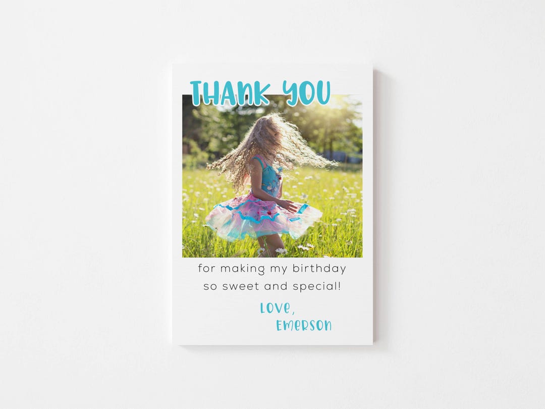 Photo Thank You Card Textable Printable Template Birthday Thank You ...