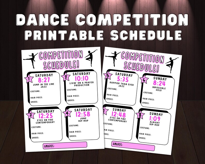 Dance Competition Printable Schedule Template Dance Competition Details ...