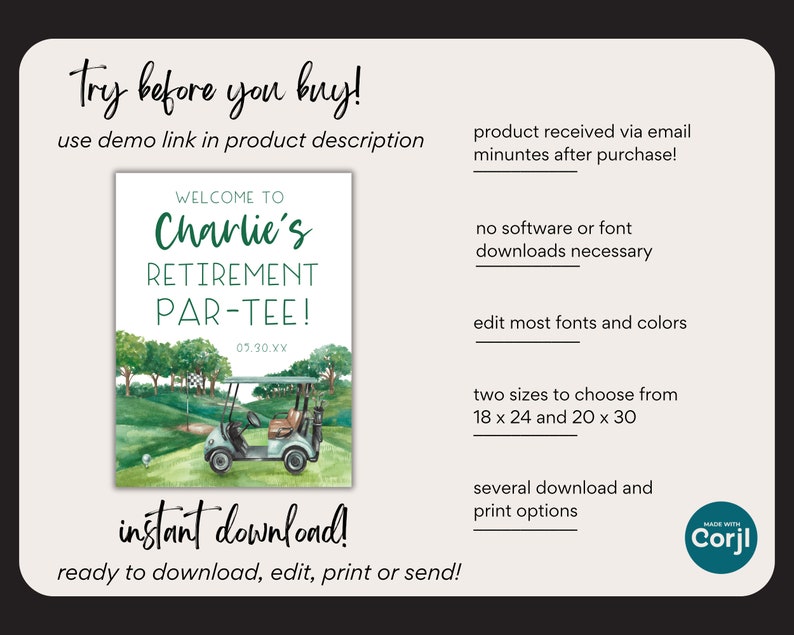 Golf Par-tee Retirement Sign Golf Theme Retirement Party Sign ...