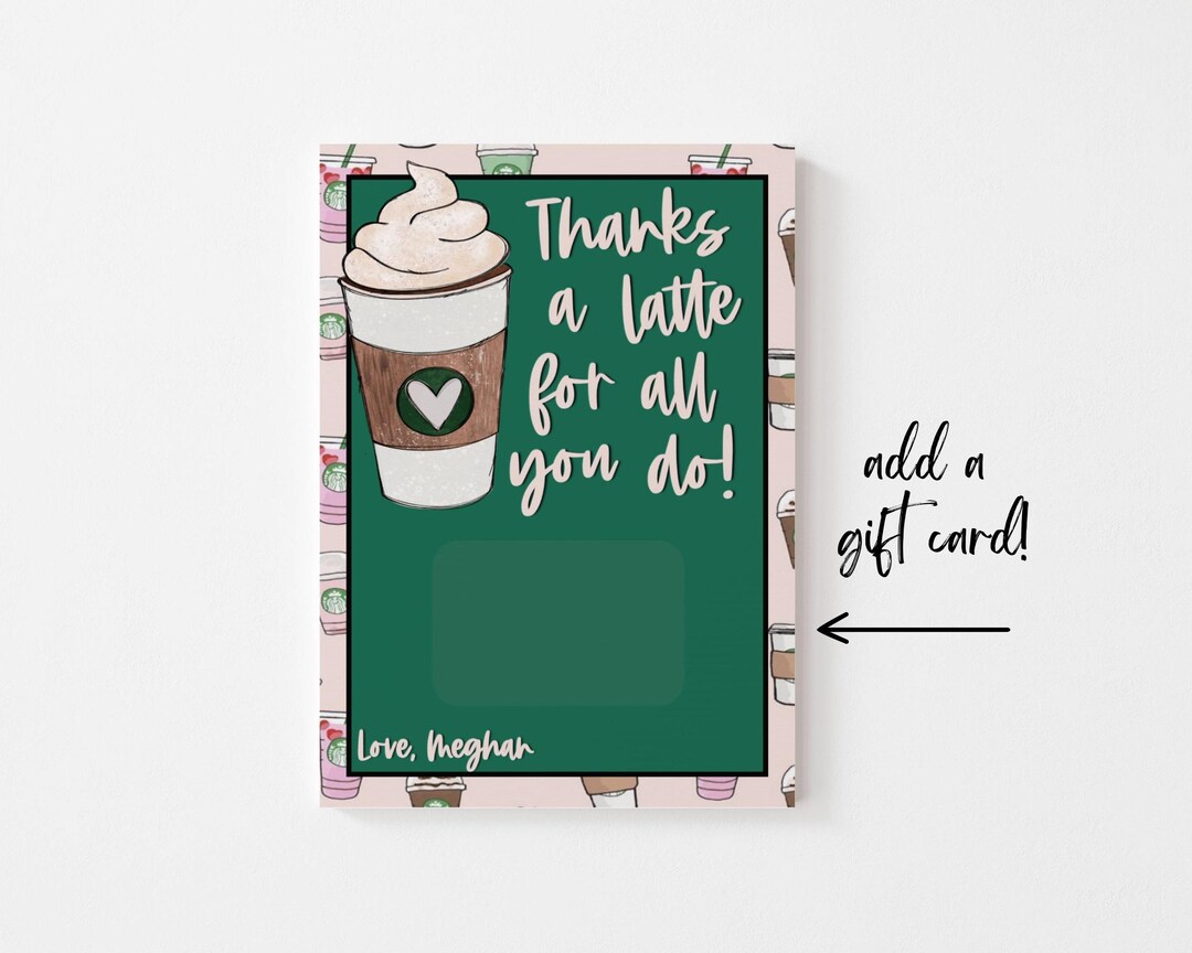 Teacher Coffee Gift Card Holder Printable Template Starbucks Thanks a ...