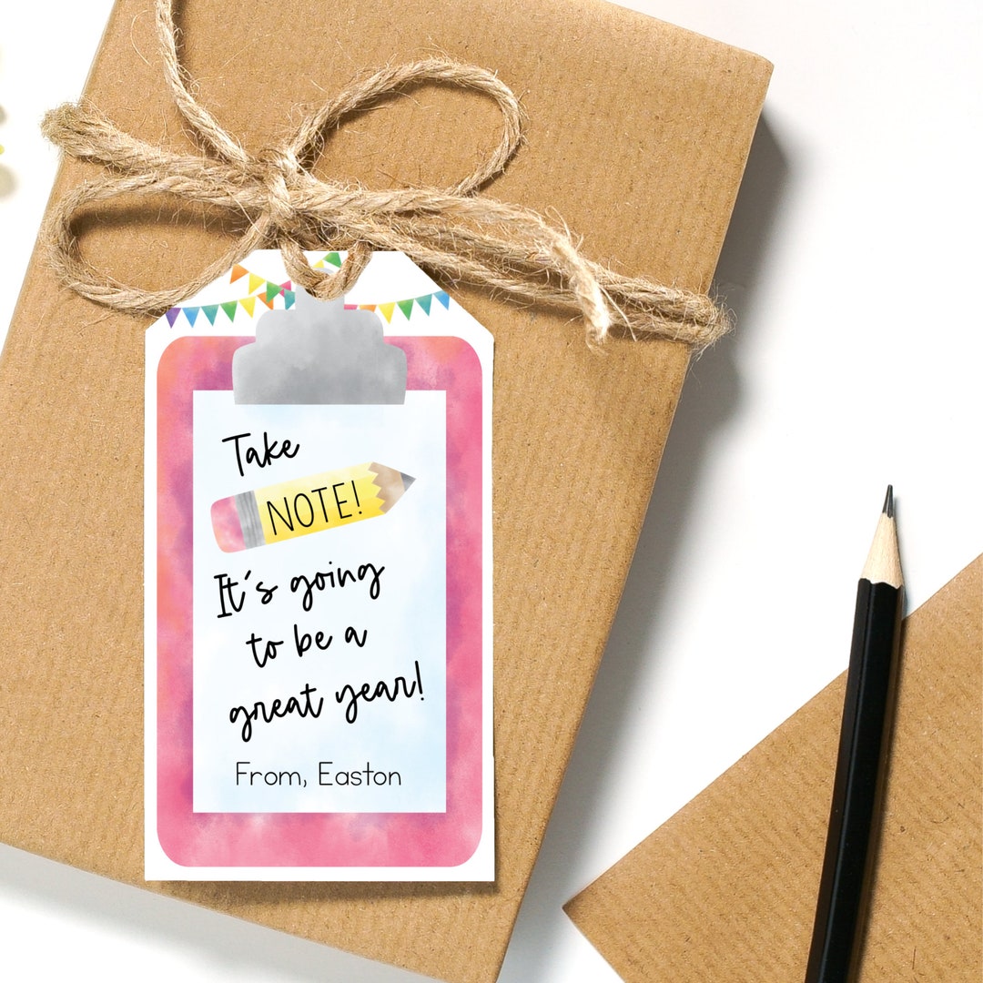 Printable First Day of School take Note Gift Tag - Etsy