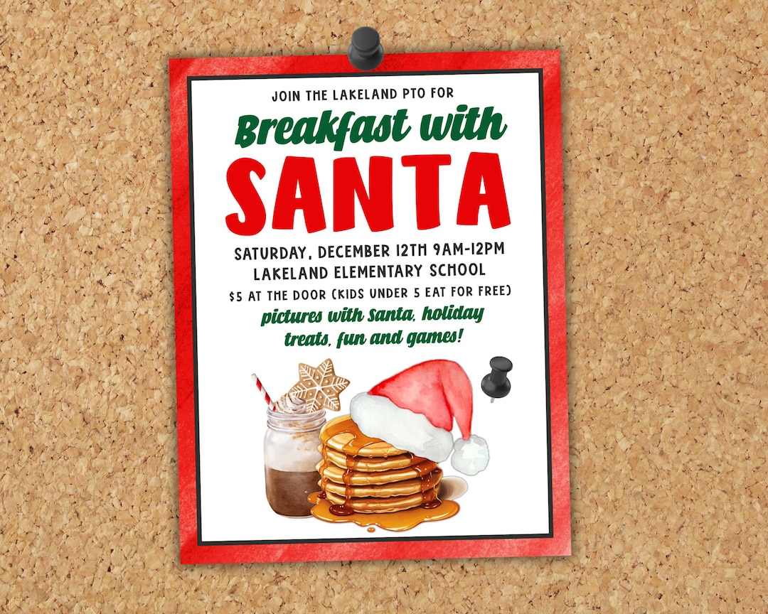 Breakfast With Santa Flyer Template Printable Editable Breakfast Brunch ...