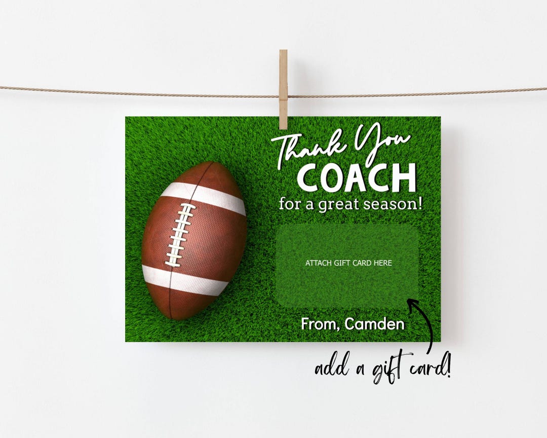Football Coach Gift Card Printable Template End of Football Season ...