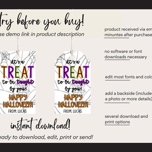Halloween Teacher Gift Tag Template, Editable Teacher Halloween Gift ...