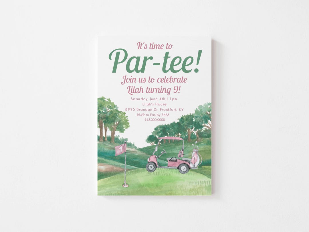 Girl Golf Birthday Invite Printable Template Par-tee Invitation Pink ...