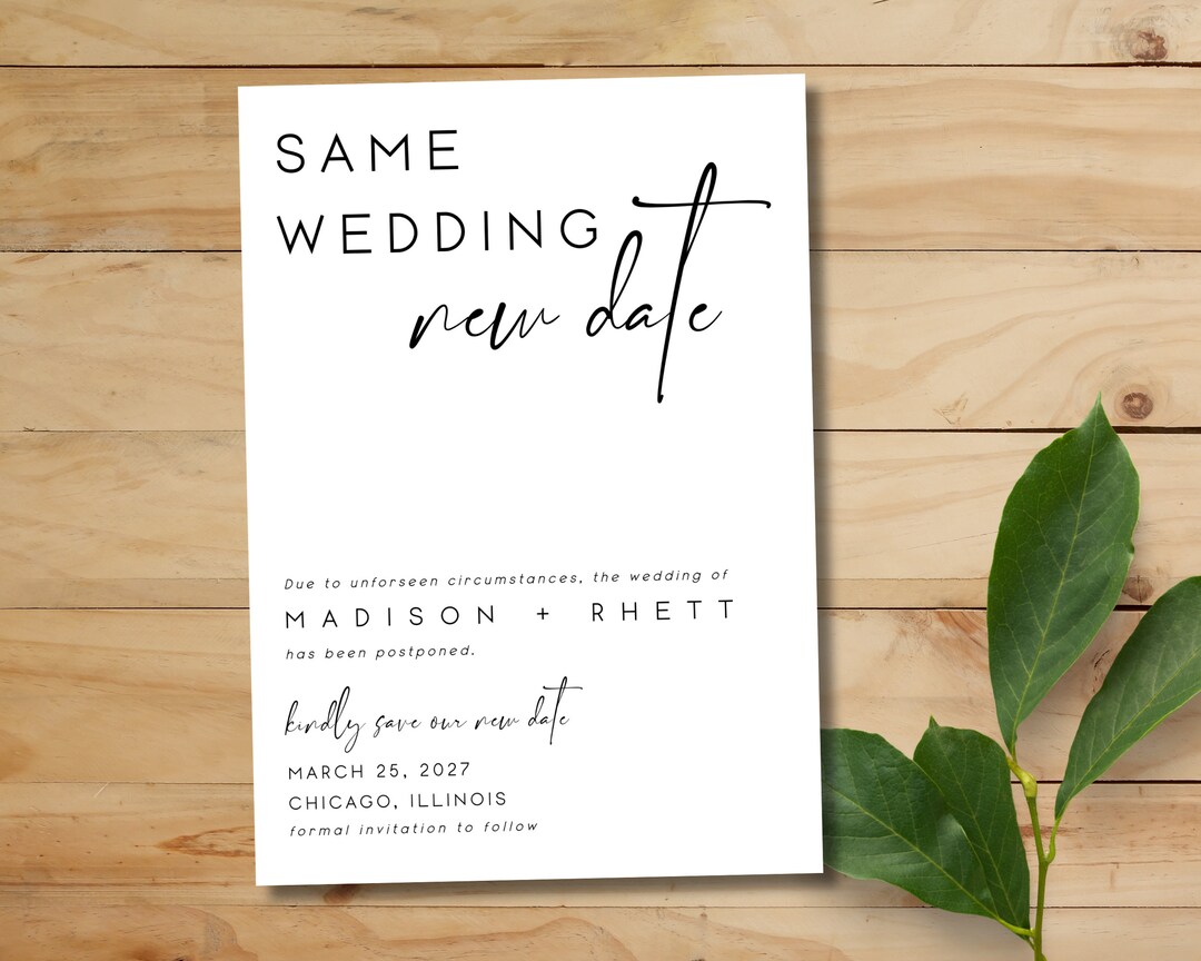 Change the Wedding Date Printable Template Corjl Instant - Etsy