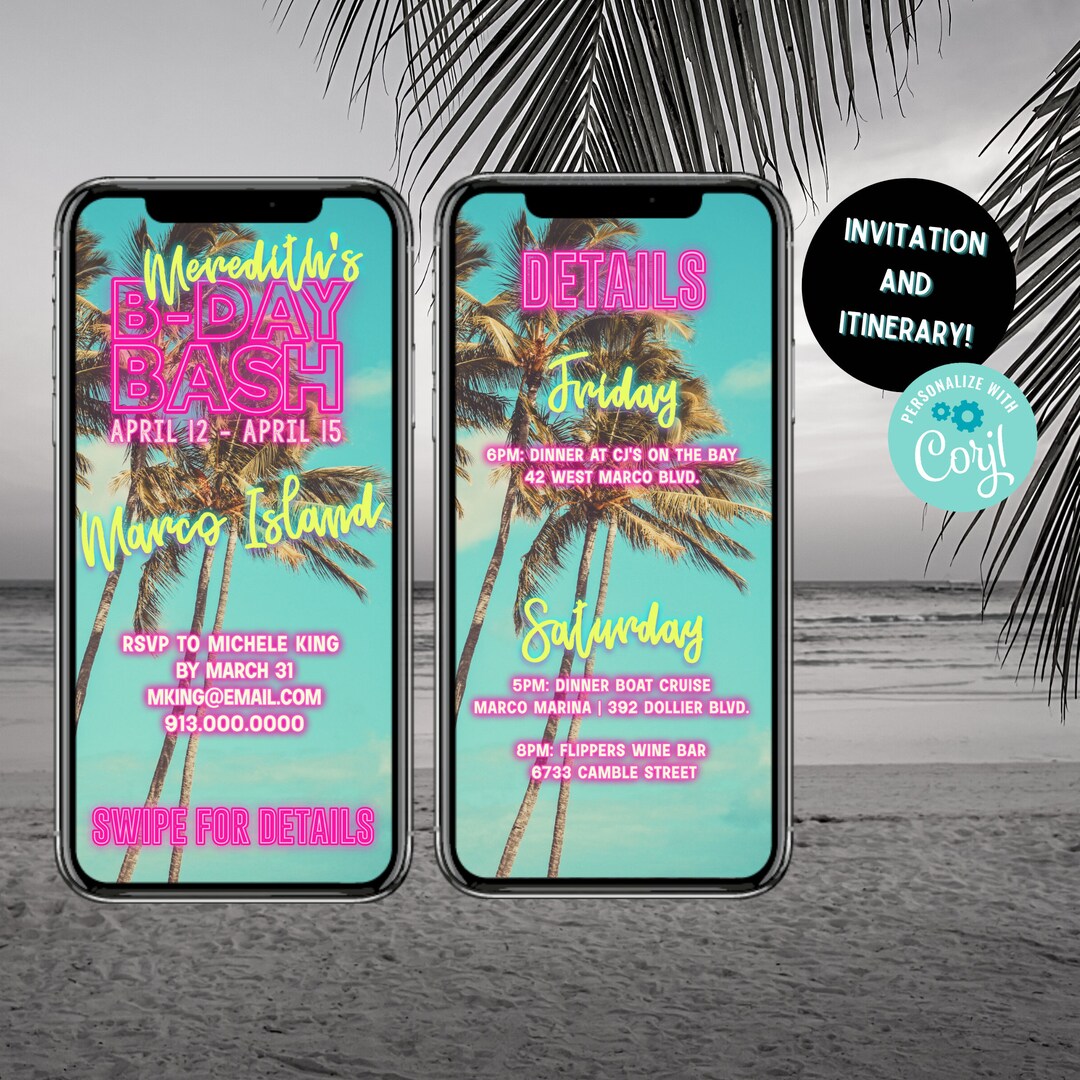 Birthday Getaway Party Trip Invitation Itinerary Agenda - Etsy