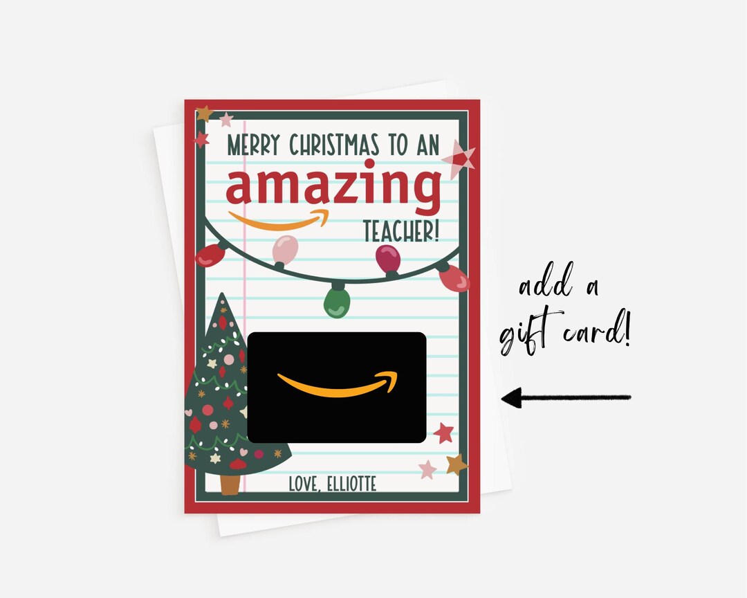 Teacher Christmas Amazon Gift Card Holder, Printable Template, Holiday ...