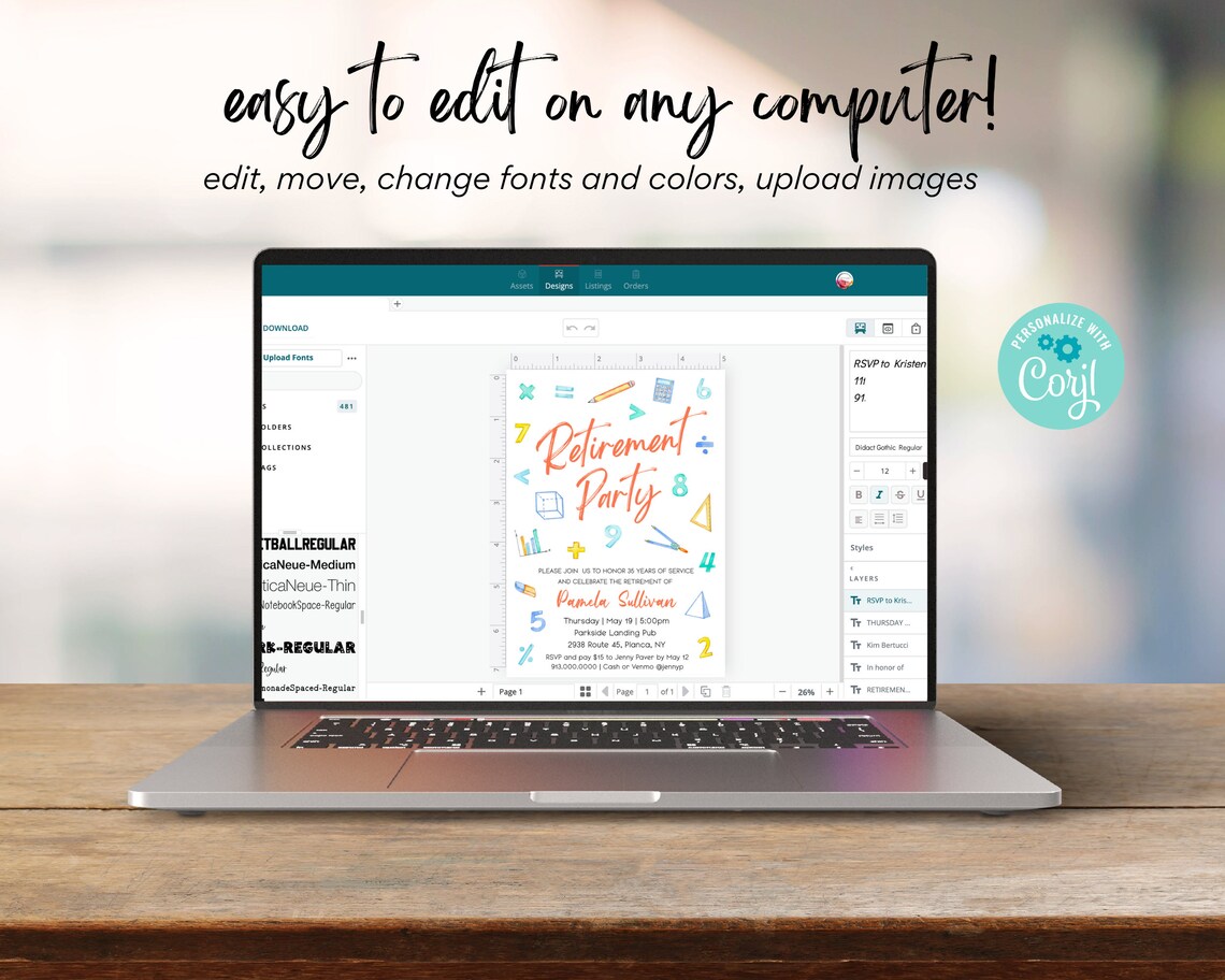 Math Teacher Retirement Invitation Template, Printable Digital Math ...