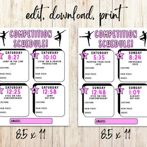 Dance Competition Printable Schedule Template Dance Competition Details ...