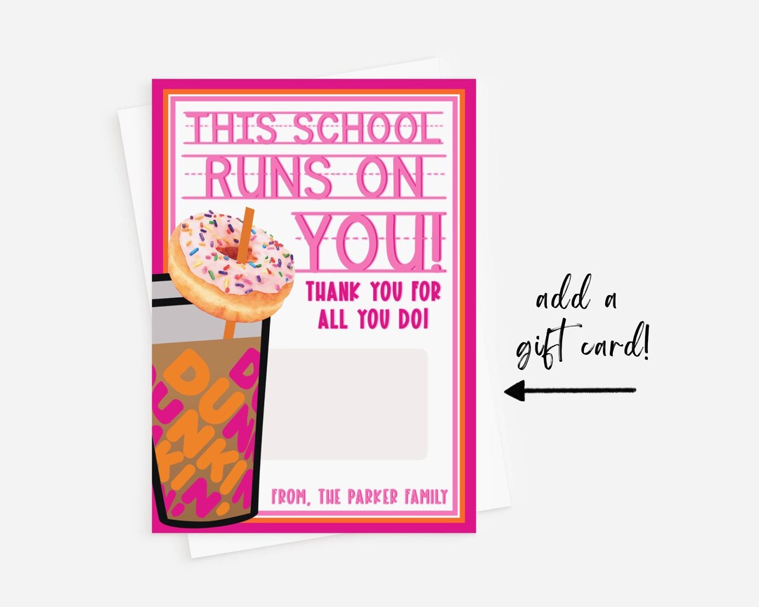 Principal Appreciation Gift Card Holder Dunkin' Donuts Gift Card School ...