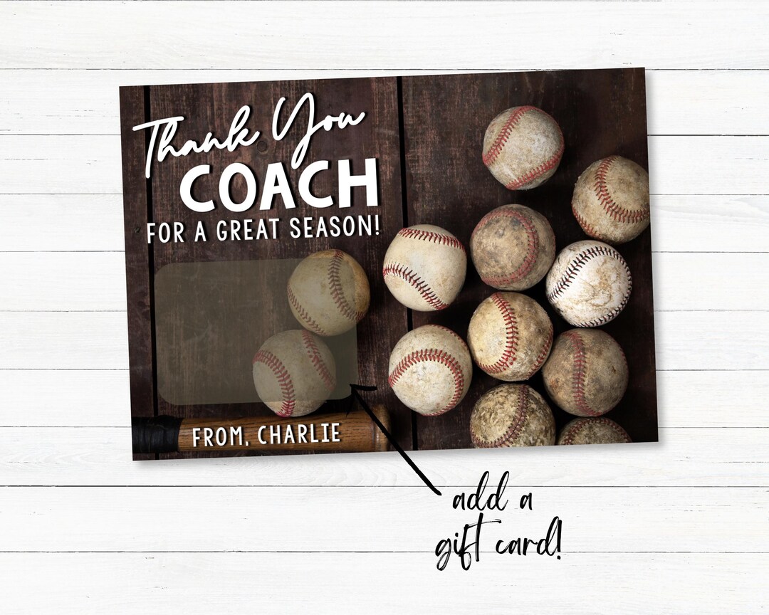Baseball Coach Gift Card Holder Thank You Card for Baseball Coach Add ...